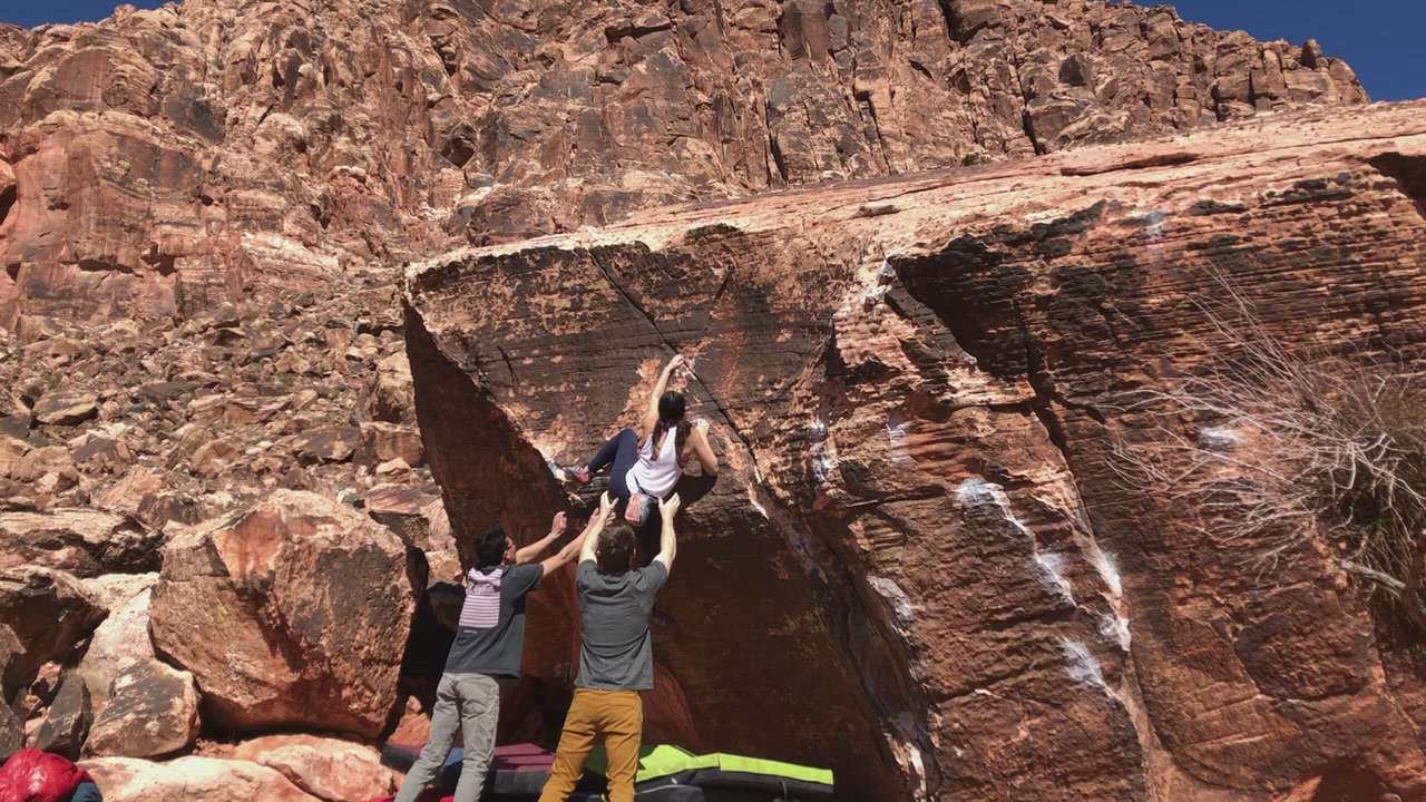 Burnout - Rail to Seam v4 - Kraft, Red Rock Bouldering - Watch Beta Videos