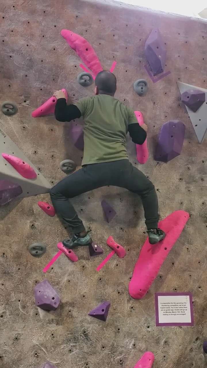 Pink Boulder - Bridges Rock Gym Bouldering - Watch Beta Videos